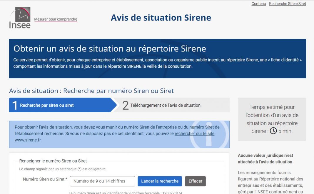 Avis de situation SIRENE / Kbis : l’obtenir auprès de l’Insee Avis de situation SIRENE / Kbis : l’obtenir auprès de l’Insee
